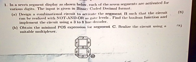 1. In a seven segment display as shown below, each of the seven ...
