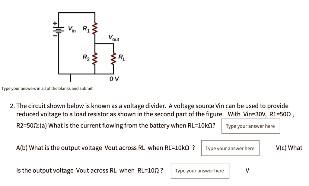 SOLVED:Vin Ri Vout Rz Type your answers in all of the blanks and submit ...