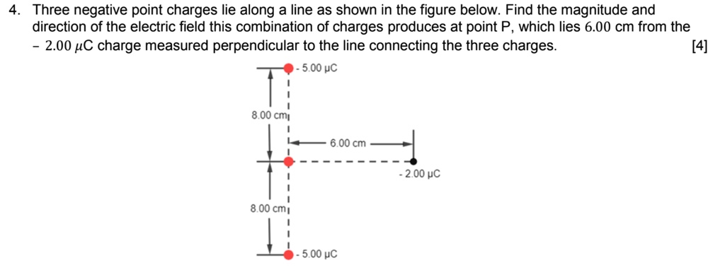 SOLVED: Three negative point charges lie along a line as shown in the ...
