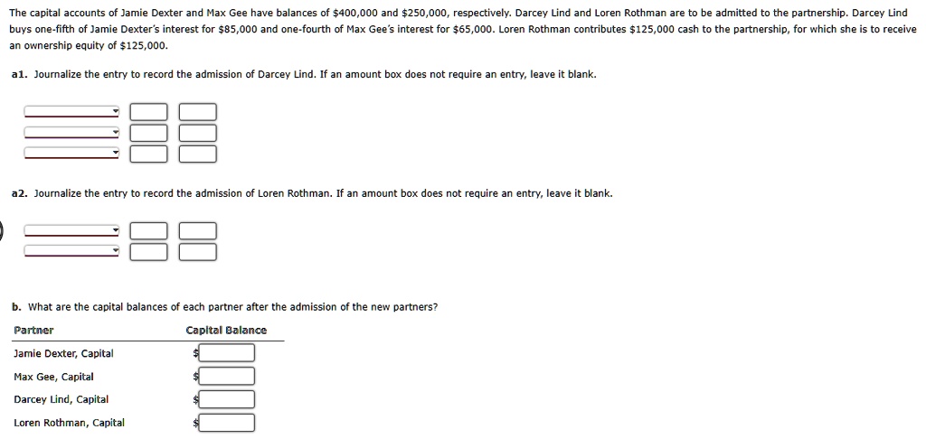 SOLVED: Texts: The capital accounts of Jamie Dexter and Max Gee have ...