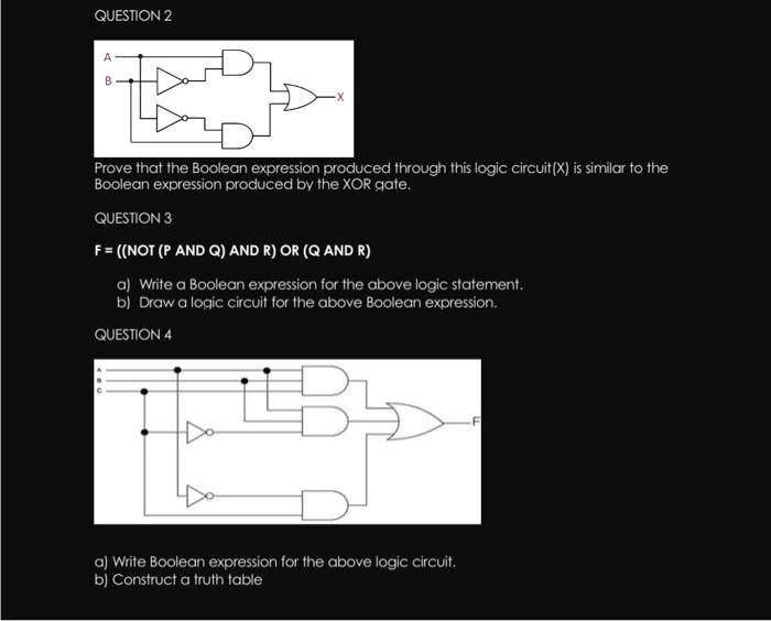 Solved Texts Question2 Prove That The Boolean Expression Produced Through This Logic Circuit 