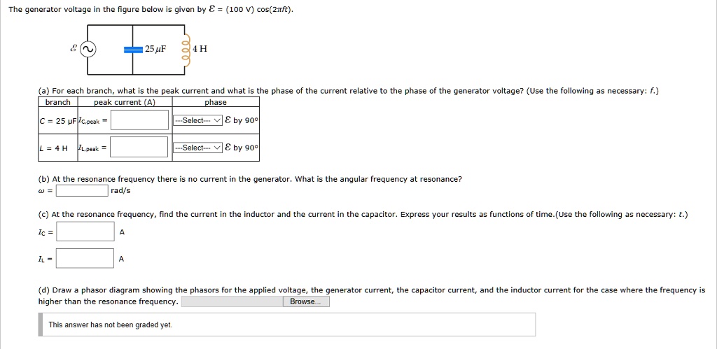 the generator voltage in the figure below given by 100 cos2ift 25 lf ...