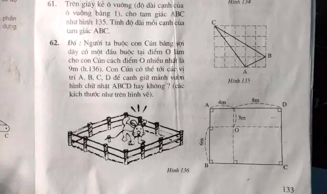 - ph?n d?ng 61. Trên gi?y k? ô vuông (?? dài c?nh c?a ô vuông b?ng 1), cho tam giác ABC nh? hình ...