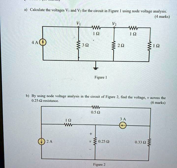 SOLVED: Calculate the voltages V and Vz for the circuit in Figure using node voltage analysis ...