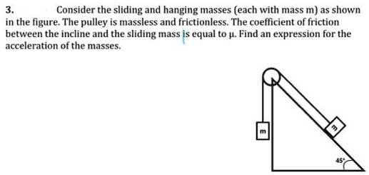 consider the sliding and hanging masses each with mass m as shown in ...