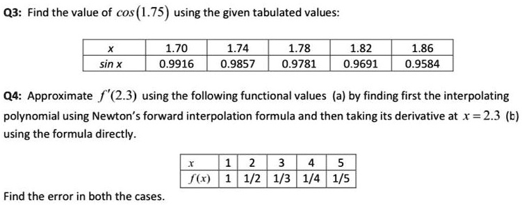 q3 find the value of cos 175 using the given tabulated values 170 09916 174 09857 178 09781 182 ...