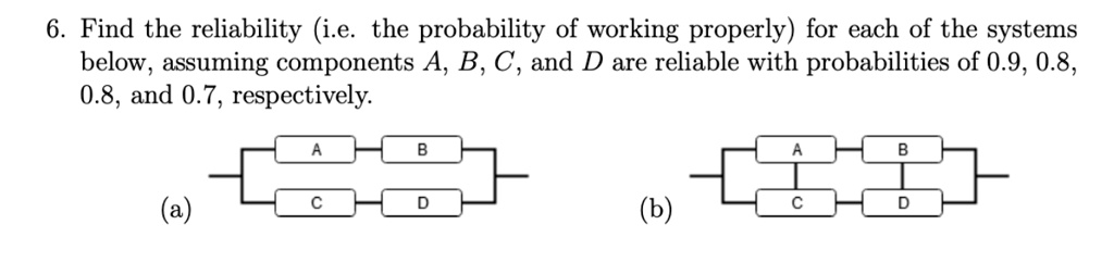 6 find the reliability ie the probability of working properly for each of the systems below ...