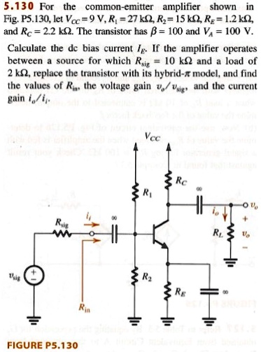 5.130 For the common-emitter amplifier shown in Fig. P5.130, let Vcc ...