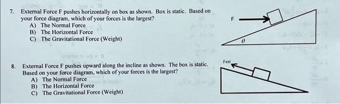SOLVED: Texts: 7. External Force F pushes horizontally on the box as ...