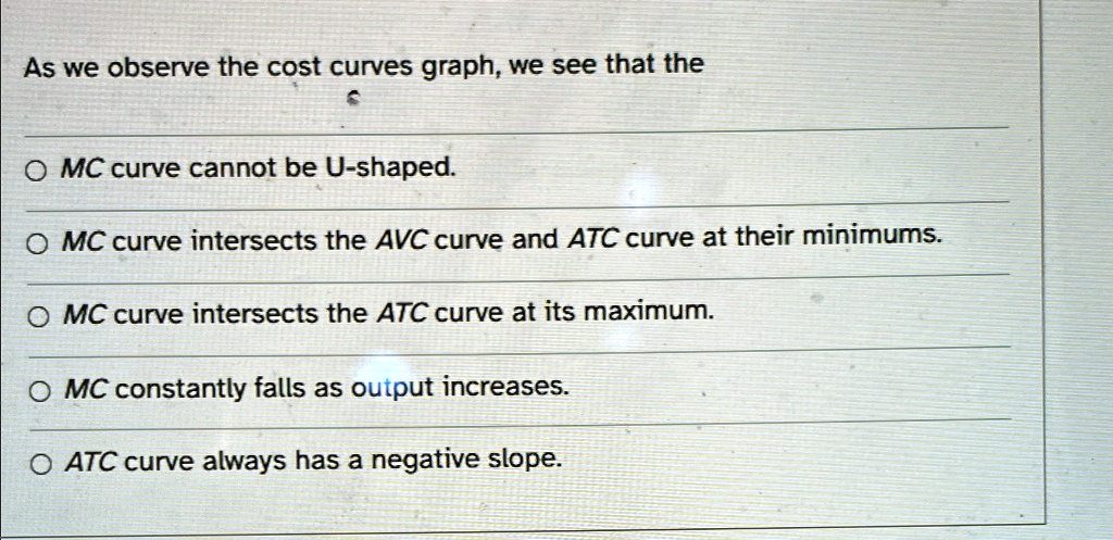 as we observe the cost curves graph we see that the mc curve cannot be ...