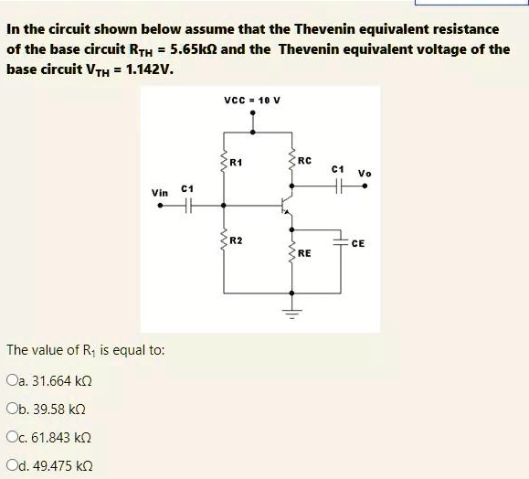 In the circuit shown below assume that the Thevenin equivalent ...