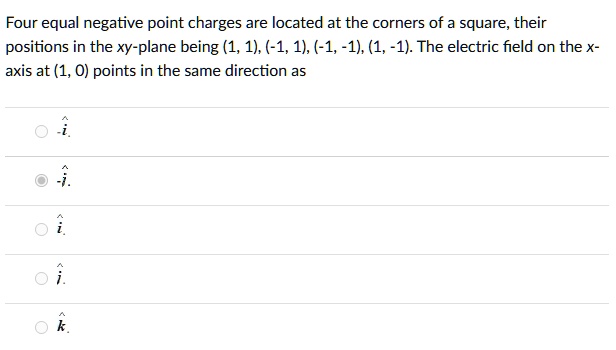 SOLVED: Four equal negative point charges are located at the corners of ...