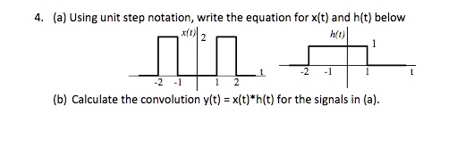 SOLVED: 4. (a) Using unit step notation, write the equation for x(t ...