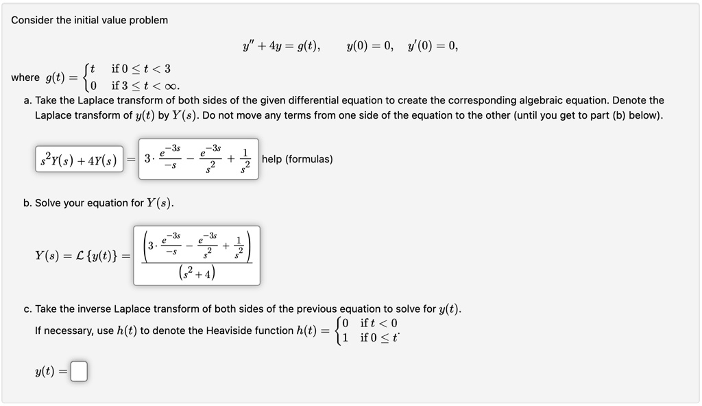 Consider the initial value problem y” + 4y = g(t), y(0) = 0, y'(0) = 0 ...