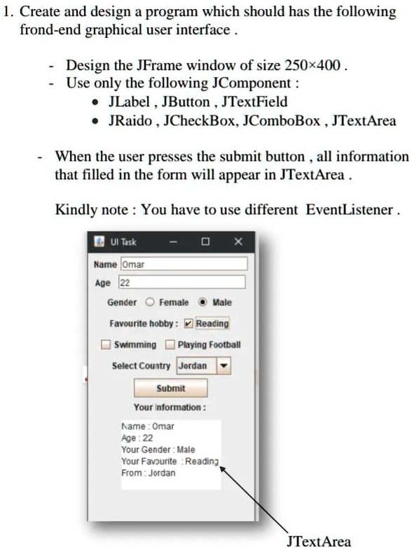 1 create and design a program which should has the following frond end ...