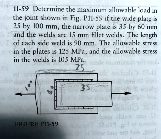 11-59 Determine the maximum allowable load in the joint shown in Fig ...