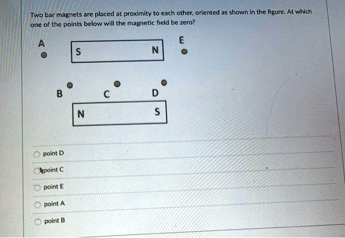 Two bar magnets are placed in proximity to each other, oriented as ...