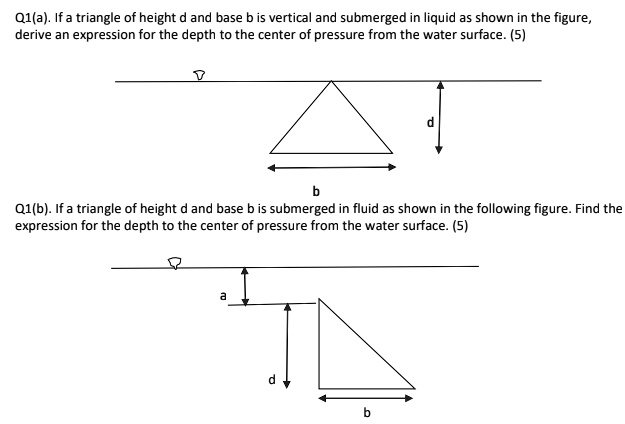 Q1(a). If a triangle of height d and base b is vertical and submerged ...