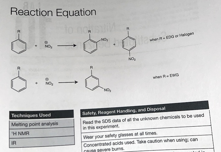 SOLVED:Reaction Equation S NOz NOz Halogen A= EOG, when E NOz whon R ...