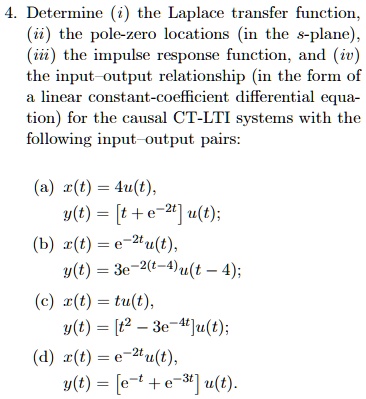 SOLVED: Determine the Laplace transfer function the pole-, zero ...