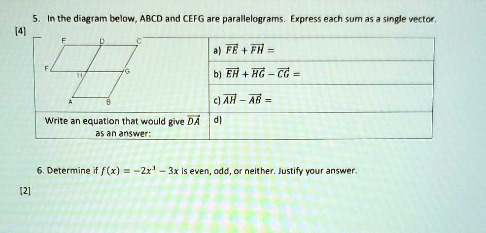 In the diagram below, ABCD and CEFG are parallelogram… - SolvedLib