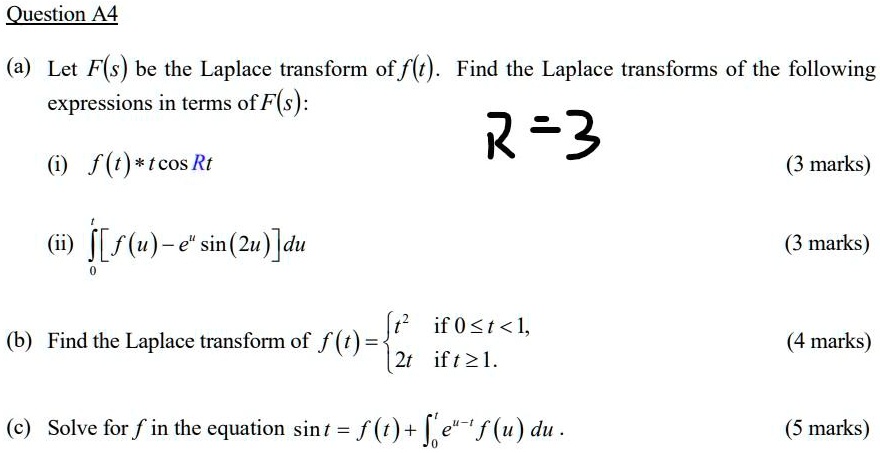 SOLVED: (a) Let F(s) be the Laplace transform of f(t). Find the Laplace ...