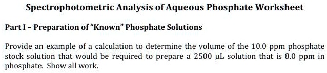spectrophotometric analysis of aqueous phosphate worksheet part ...
