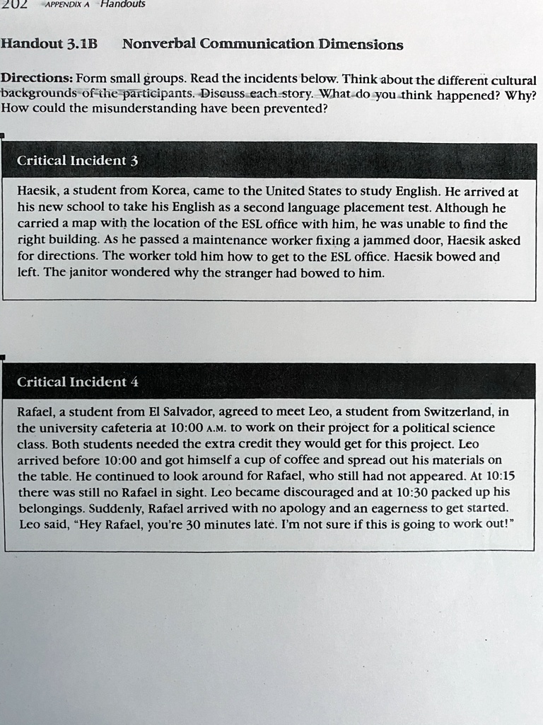 SOLVED: Please find the cultural conflicts in the following critical ...