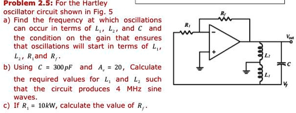 SOLVED: Texts: help me please Problem 2.5: For the Hartley oscillator circuit shown in Fig. 5: a ...