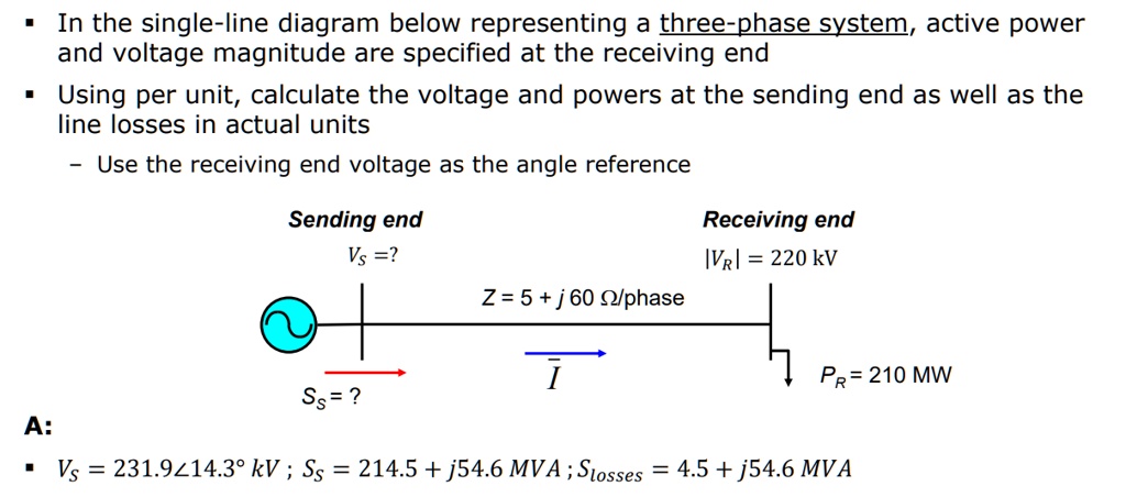 SOLVED: In the single-line diagram below representing a three-phase system, active power and ...