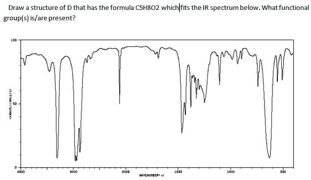 Draw a structure of D that has the formula C5H8O2 which fits the IR ...