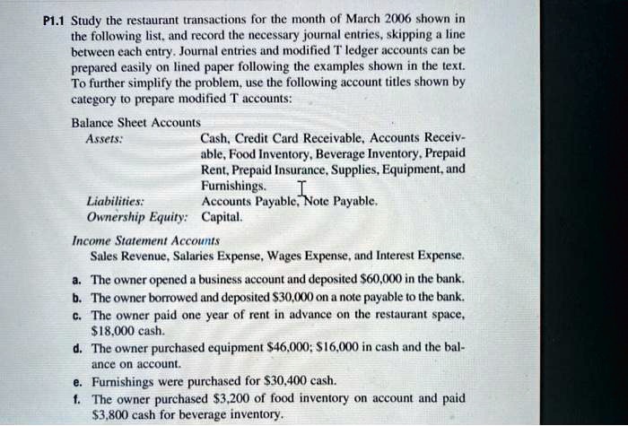 SOLVED: P1.1 Study the restaurant transactions for the month of March ...