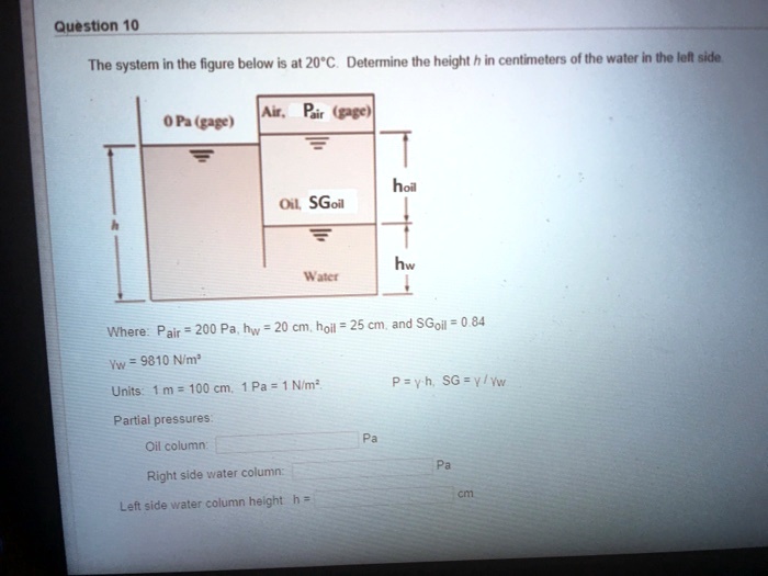 SOLVED: The system in the figure below is at 20Â°C. Determine the ...