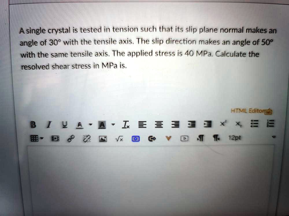 A single crystal is tested in tension such that its slip plane normal ...