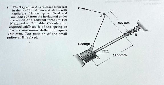 SOLVED: The 5 kg collar A is released from rest in the position shown and slides with negligible ...