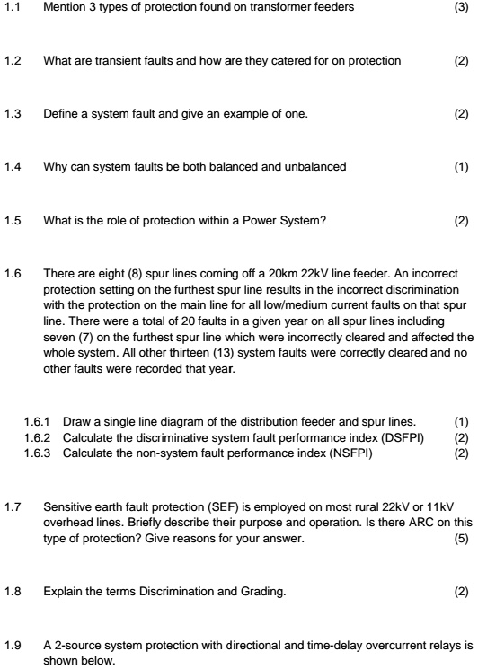 SOLVED: Mention types of protection found on transformer feeders. 1.2 What are transient faults ...