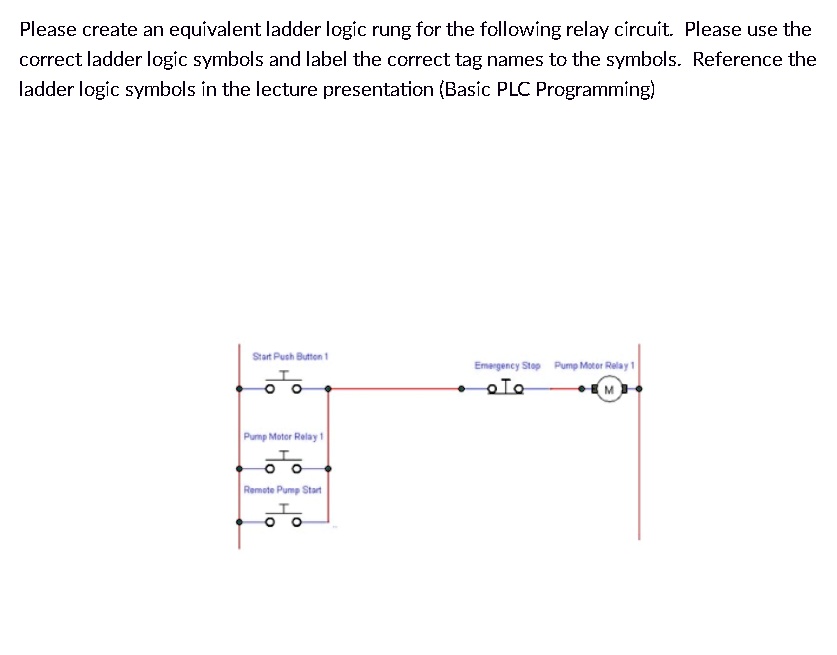 Please create an equivalent ladder logic rung for the following relay ...