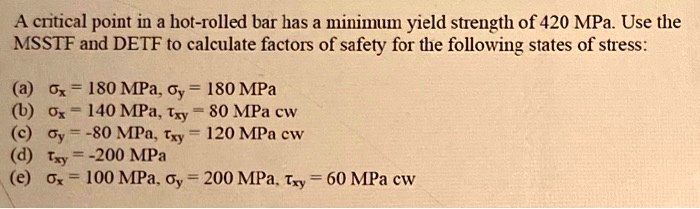 SOLVED: A critical point in a hot-rolled bar has a minimum yield ...
