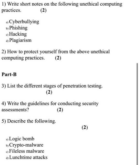 1) Write short notes on the following unethical computing practices. (2 ...