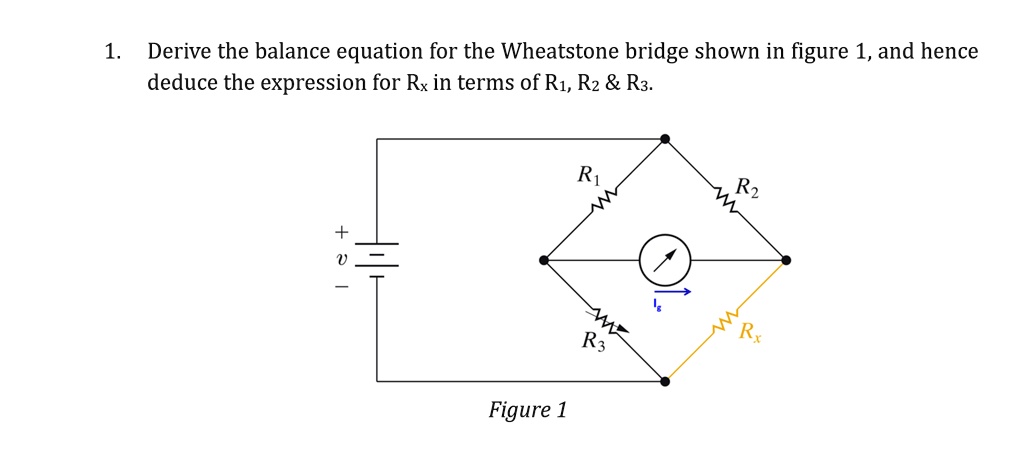 SOLVED: Derive the balance equation for the Wheatstone bridge shown in ...