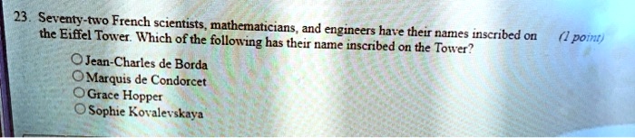 SOLVED: Seventy-to French scientists, mathematicians, the Eiffel Tower ...