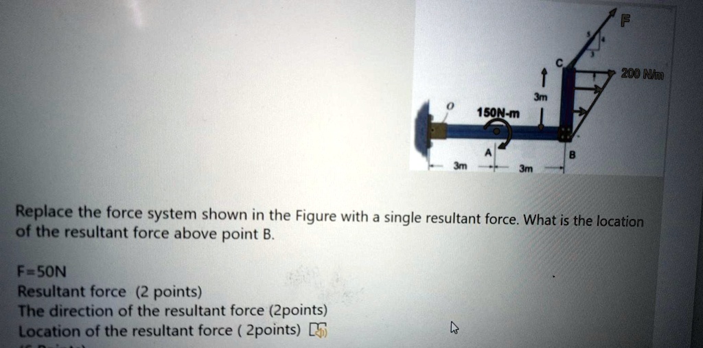 SOLVED: 200 N/m 3 m Replace the force system shown in the Figure with a single resultant force ...