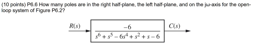 SOLVED: P6.6 How many poles are in the right half-plane, the left half ...