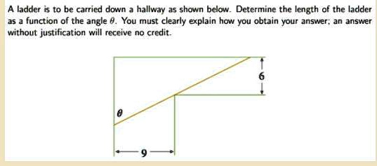 SOLVED: Can someone help me solve this? The ladder is to be carried ...