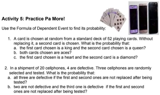 SOLVED: Activity 5: Practice Pa Morel Use the Formula of Dependent ...
