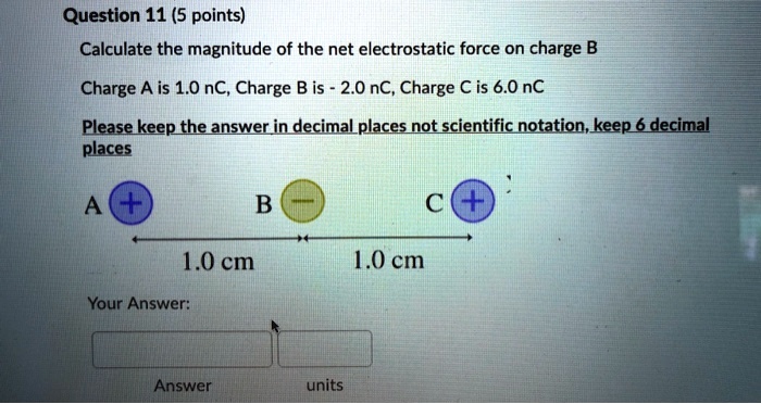 Solved Question 11 5 Points Calculate The Magnitude Of The Net