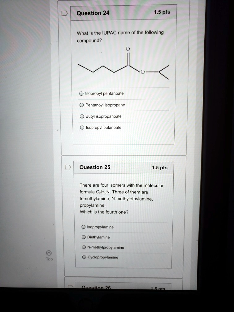 question 24 15 pts what is the iupac name of the following compound ...