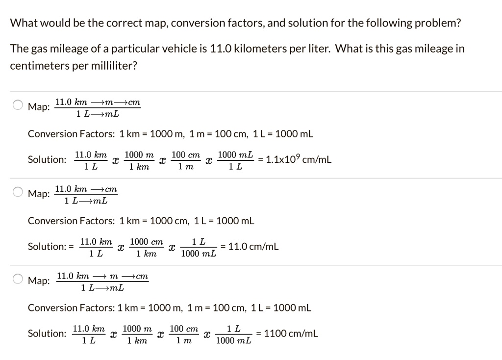 what would be the correct map conversion factorsand solution for the ...
