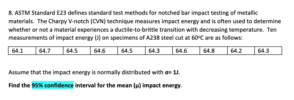 SOLVED:8. ASTM Standard E23 defines standard test methods for notched ...