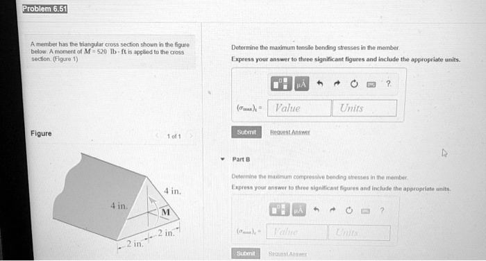 Solved Problem 6 51 A Member Has The Triangular Cross Section Shown In